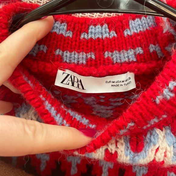 Zara | Sweaters | Red Winter Sweater | Poshmark